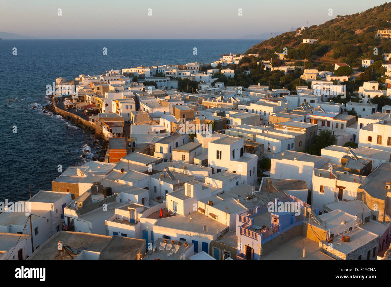 View of Mandraki village, "capital" of Nisyros volcanic island, from ...