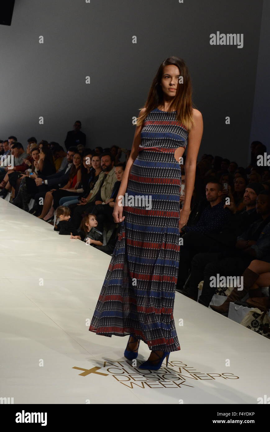 A model wears a creation of SOMF fashion designer. Fashion designers ...