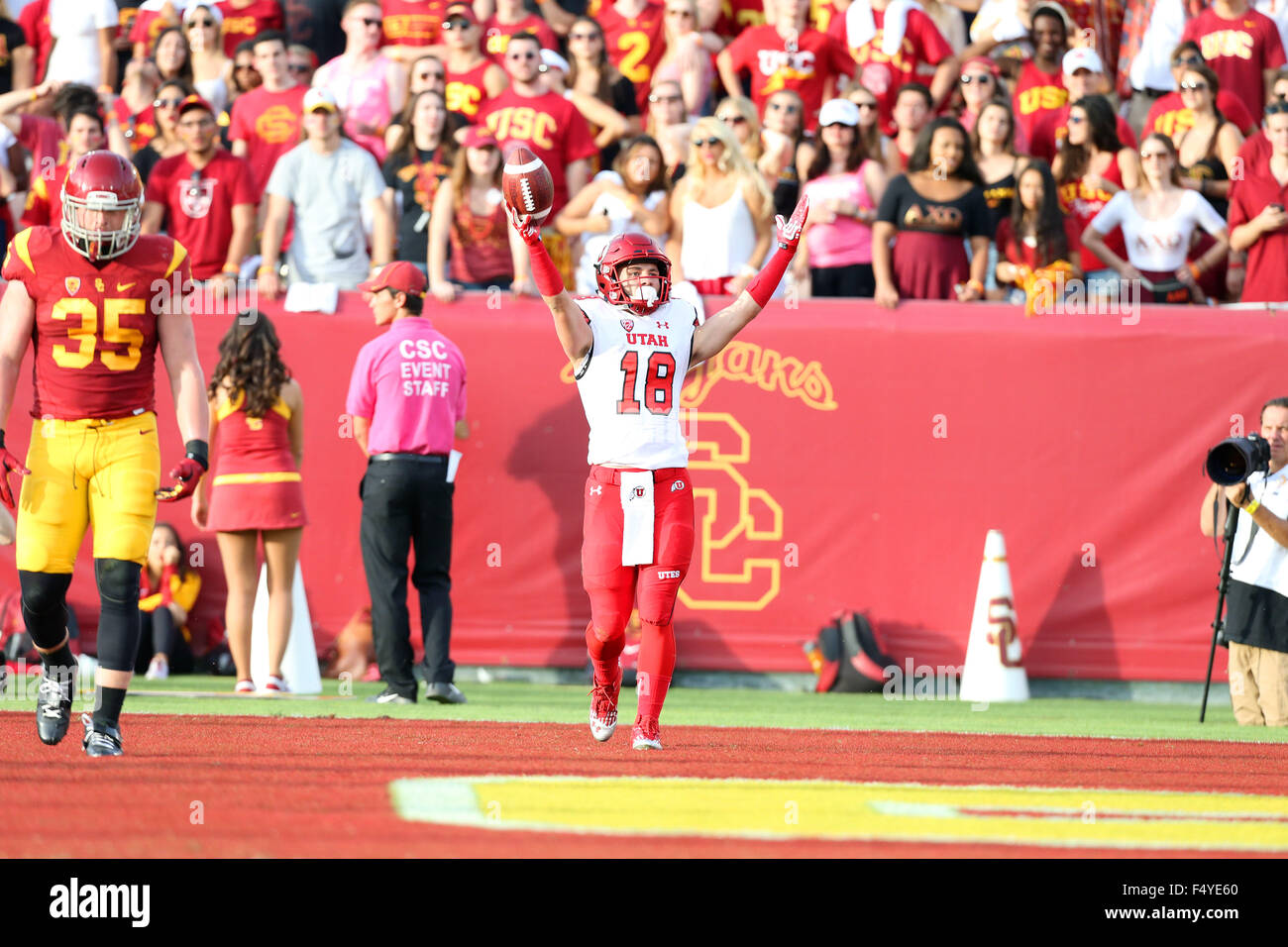 October 24, 2015 Utah Utes wide receiver Kenneth Scott #18 celebrates a ...