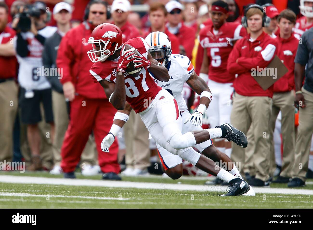 Fayetteville, AR. 24th Oct, 2015. Arkansas wide receiver Dominique Reed ...