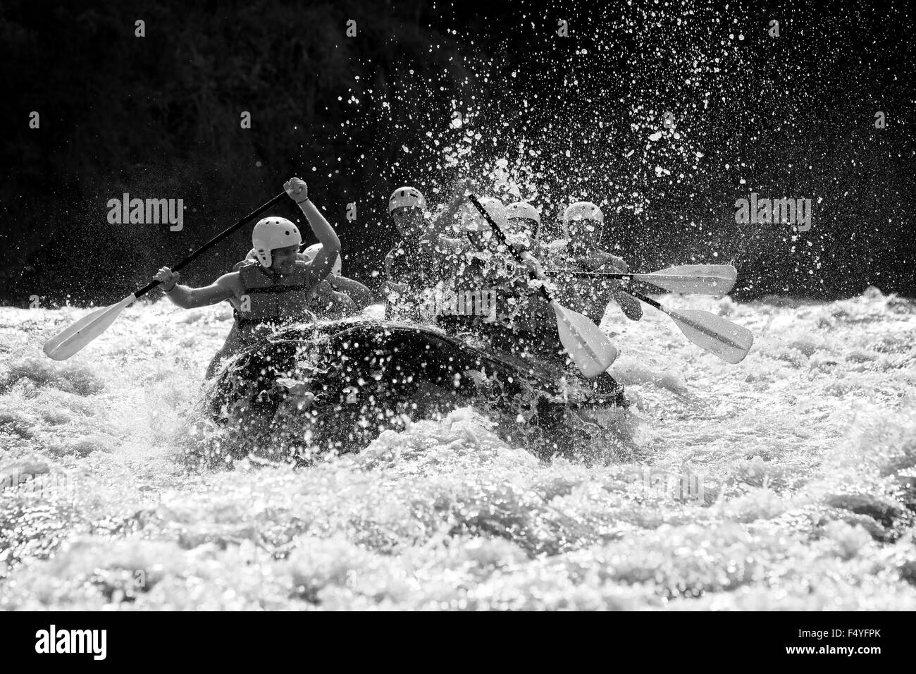 Raft adventure risk rafting Black and White Stock Photos & Images - Alamy