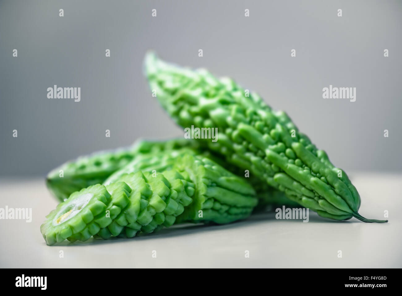 Karela bitter melon caraili studio close up grey background Stock Photo ...
