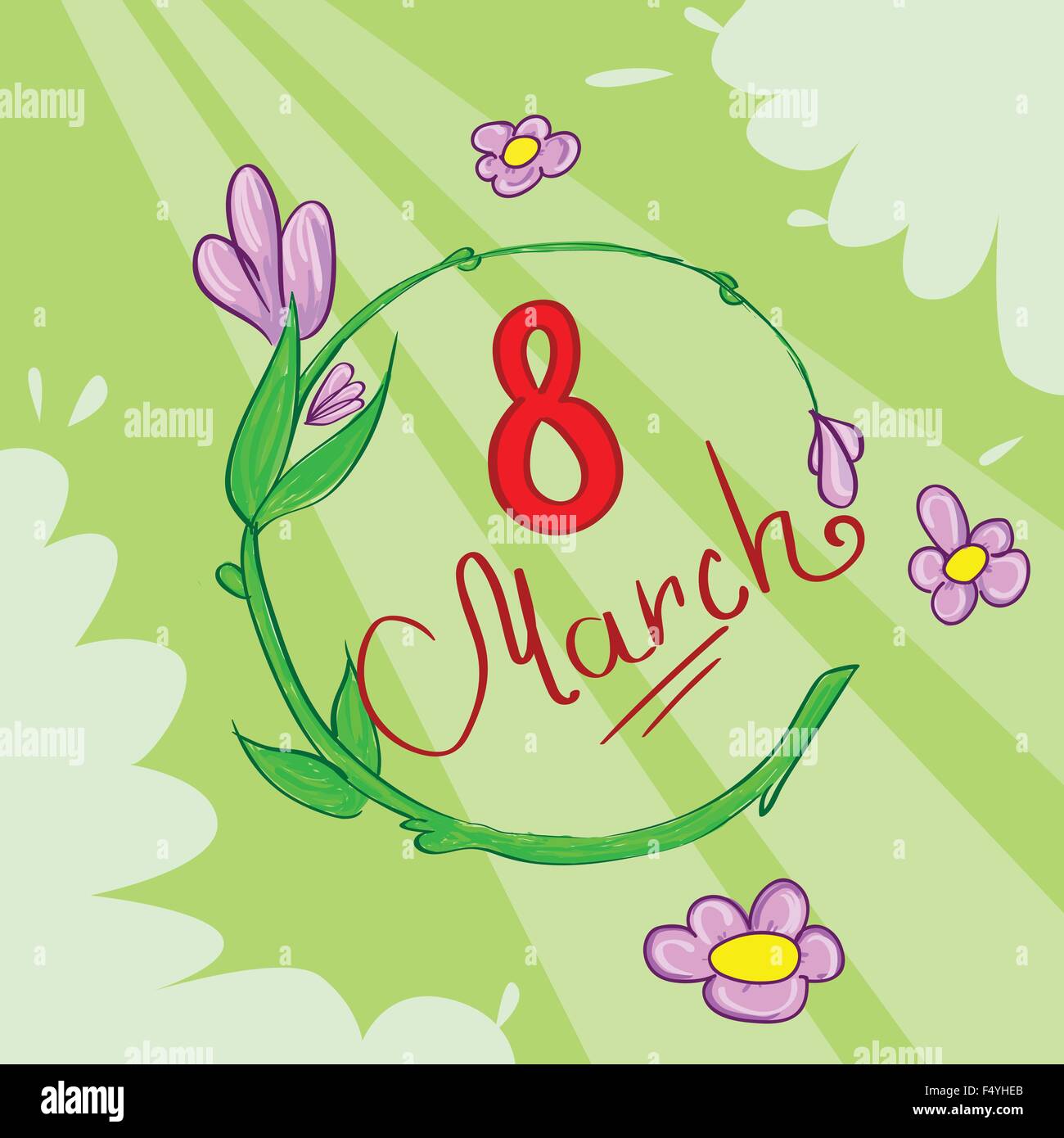 March Banner Green Floewr Leaves Vector Stock Vector Image & Art - Alamy