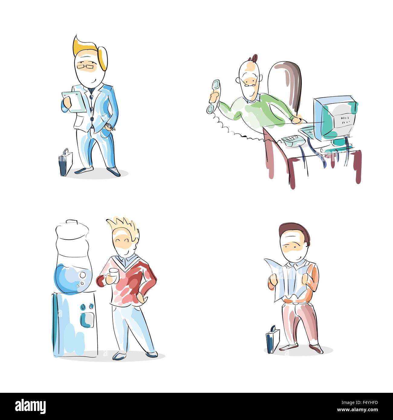 Business Man Cartoon Hand Draw Sketch Set Stock Vector Image & Art - Alamy