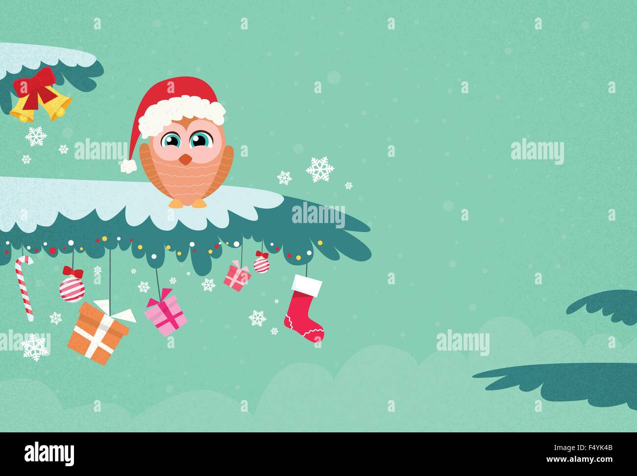 Christmas Owl Sitting on Tree Branch Winter Stock Vector Image & Art ...