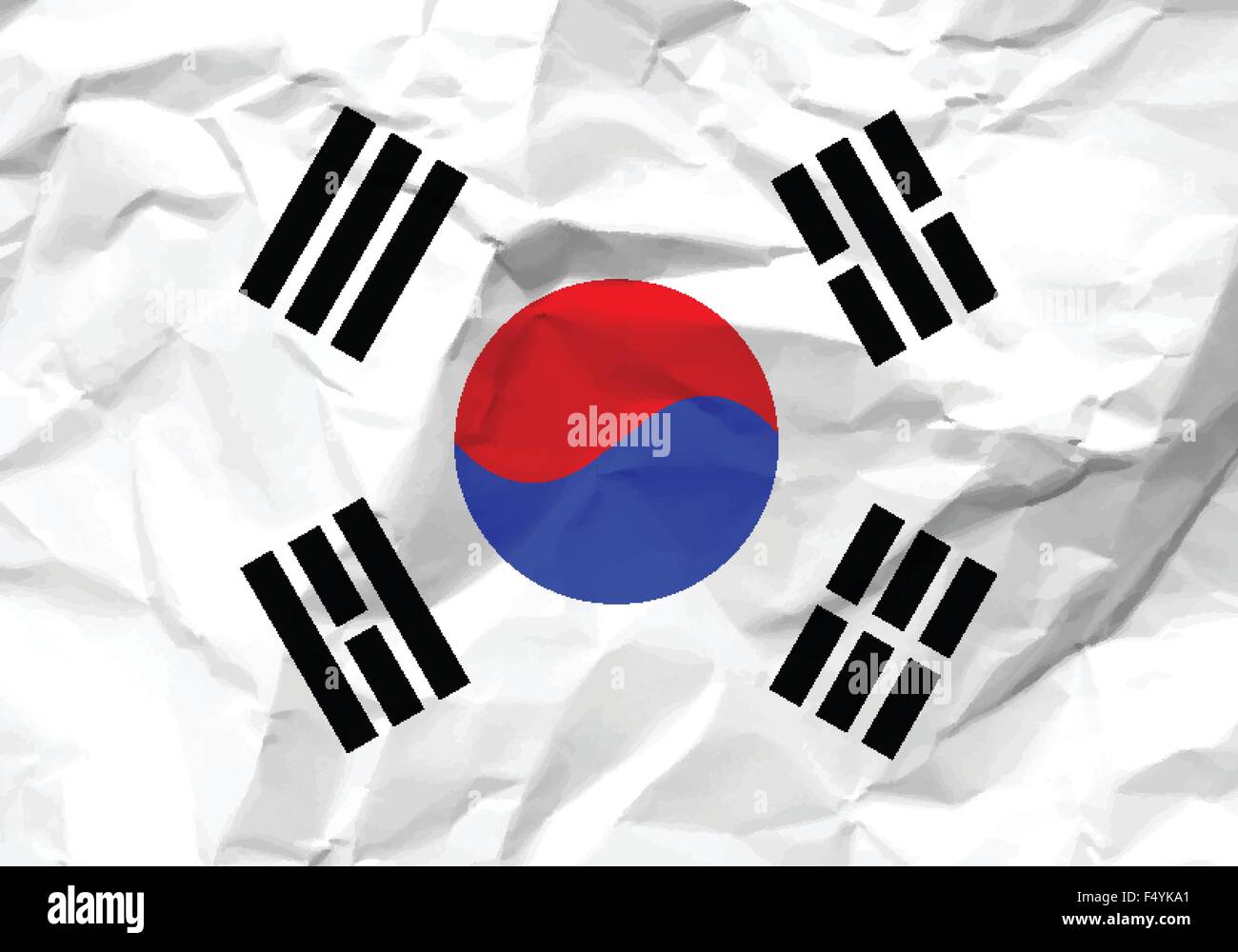 Crumpled paper South Korea flag textured background. Vector ...