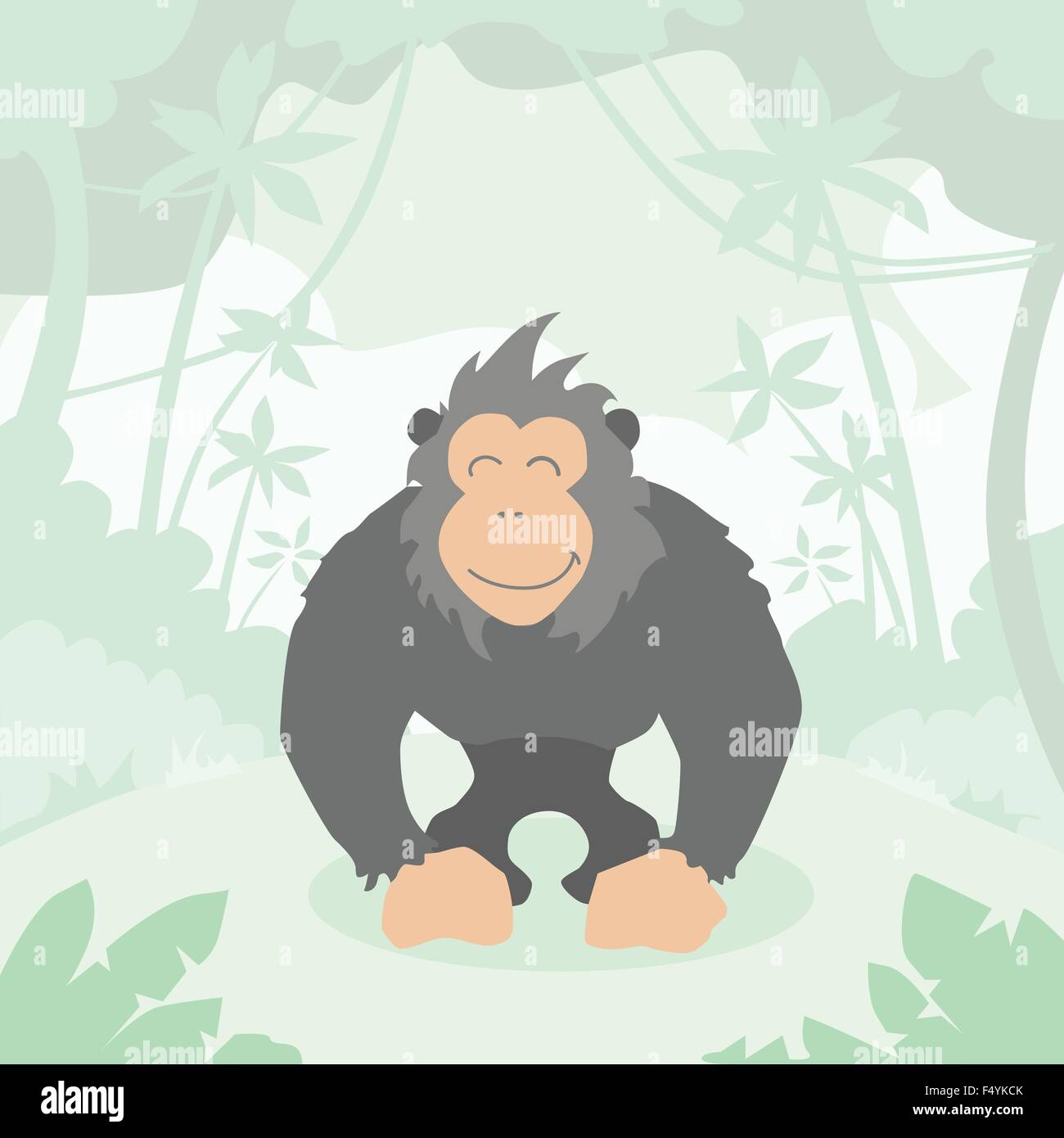Cartoon Gorilla Green Jungle Forest Colorful Stock Vector Image & Art ...