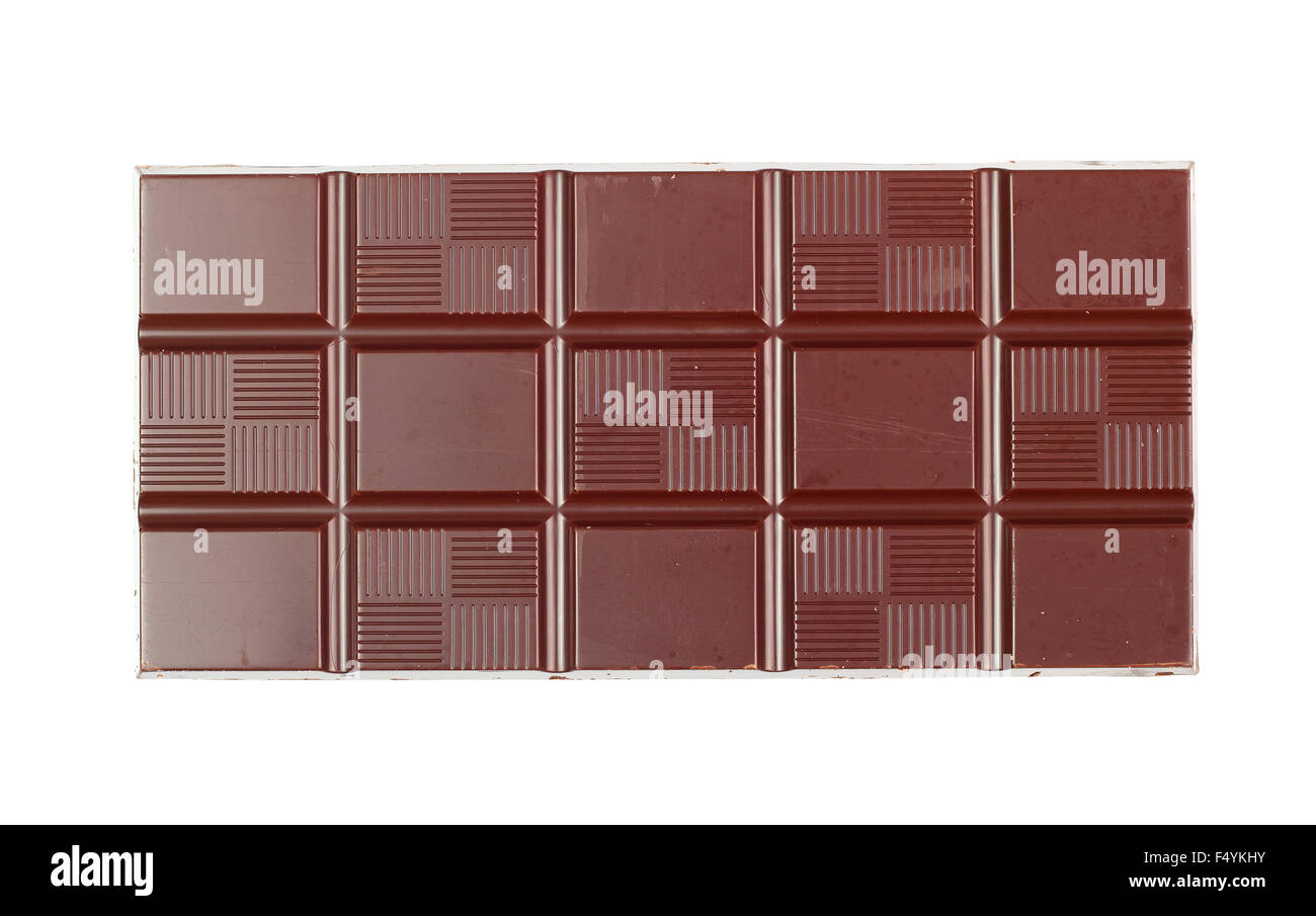 Dark Chocolate Tablet. Directly Above. Isolated on white background ...