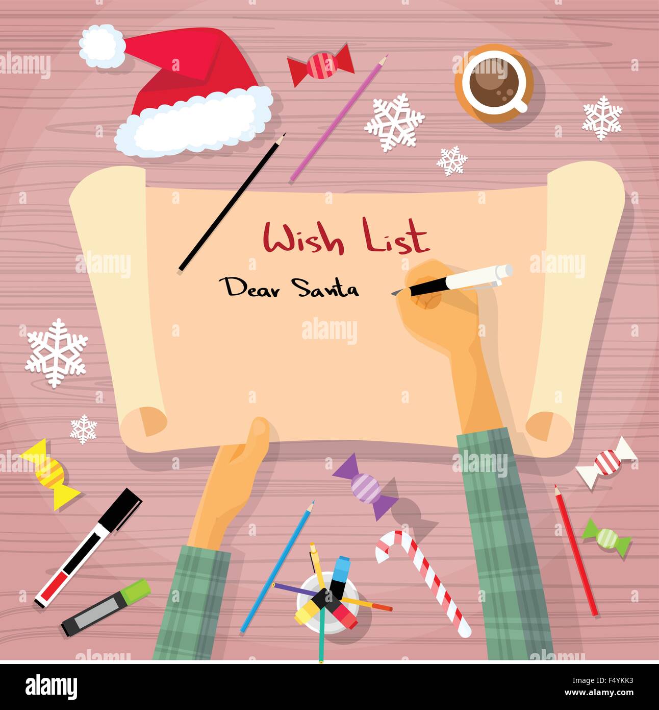 Boy writing letter santa Stock Vector Images - Alamy