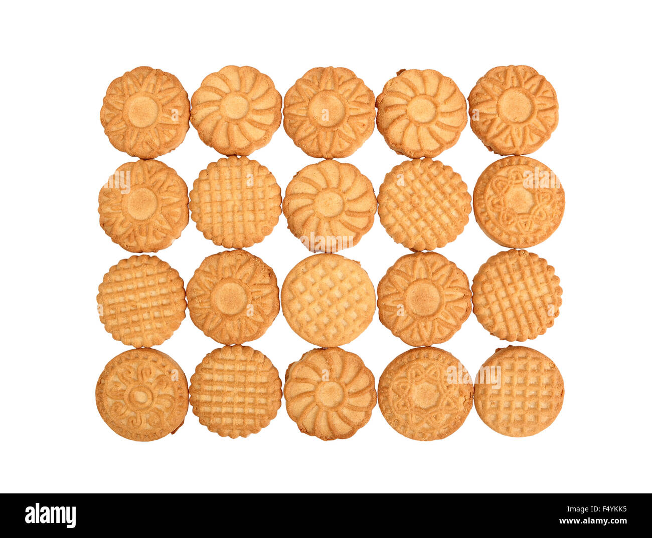 Biscuit Background. Directly Above. Isolated on white background Stock ...