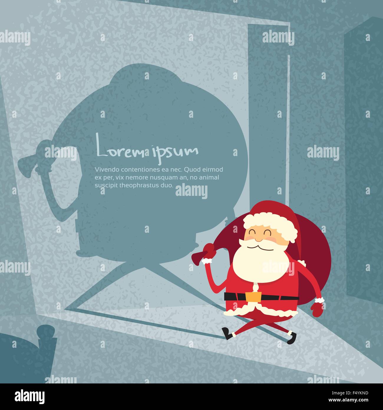 Cartoon Santa Claus Happy New Year Merry Christmas Shadow Silhouette ...