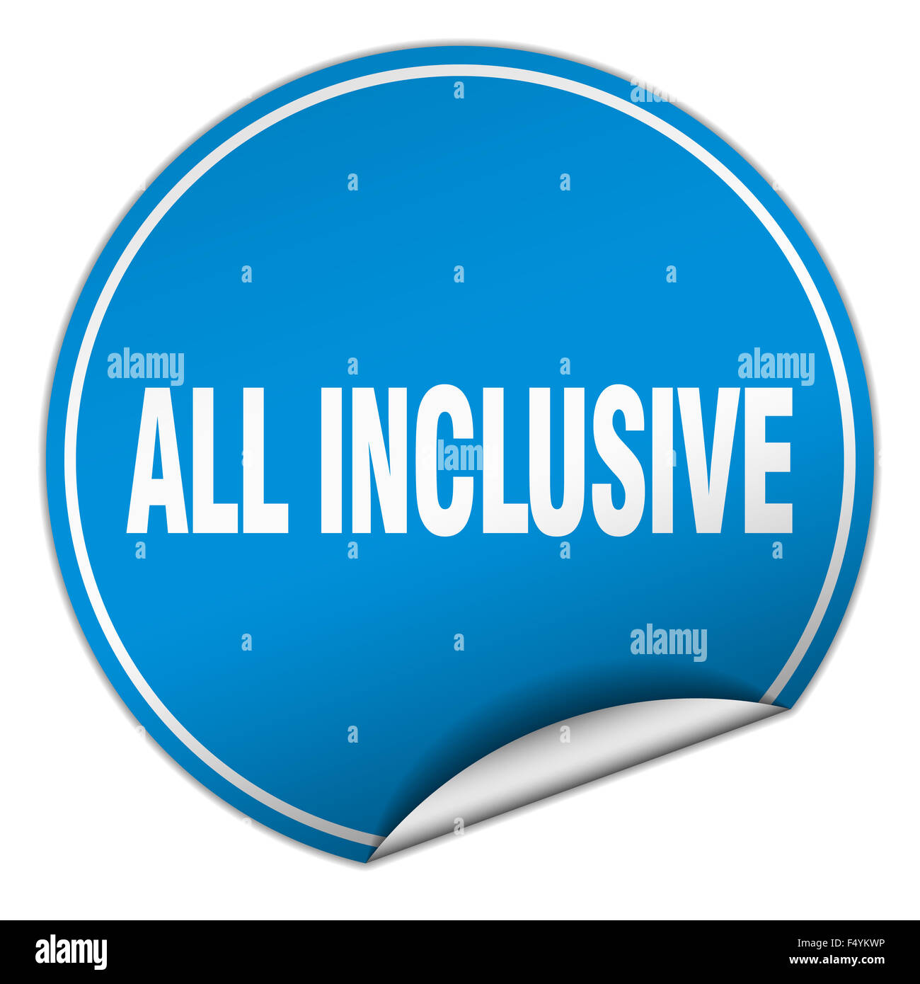 all inclusive round blue sticker isolated on white Stock Photo - Alamy