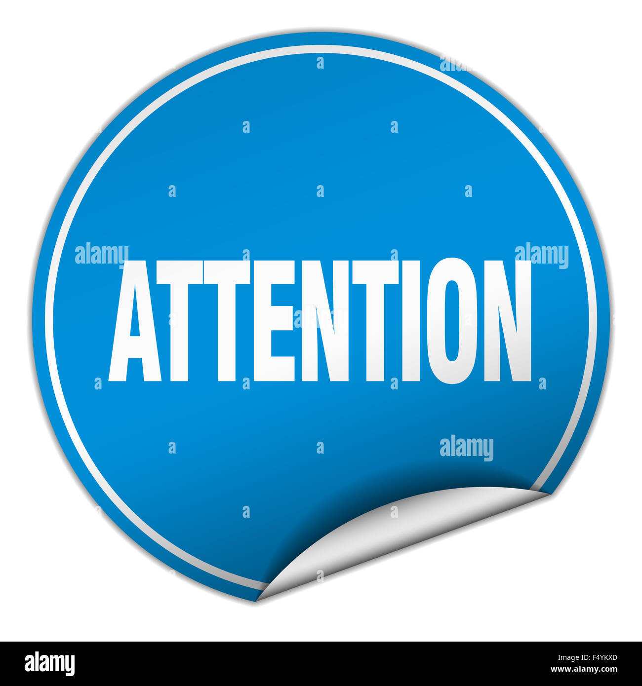 attention round blue sticker isolated on white Stock Photo - Alamy