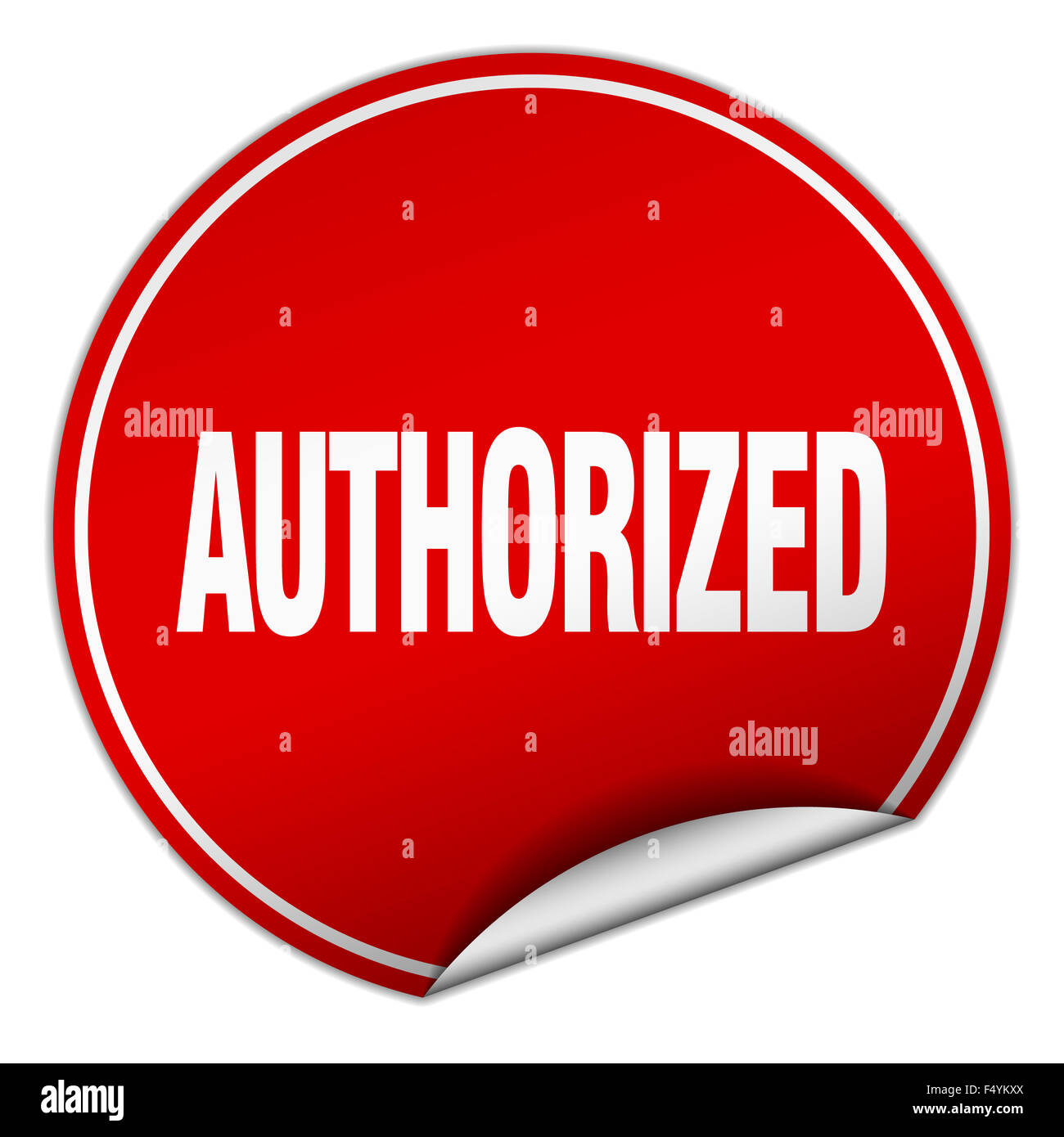 authorized round red sticker isolated on white Stock Photo - Alamy
