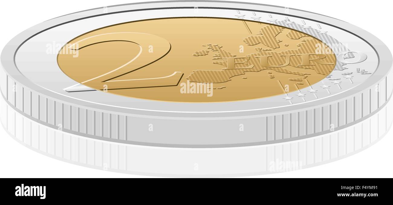 Two euro coin isolated on a white background. Vector illustration Stock ...