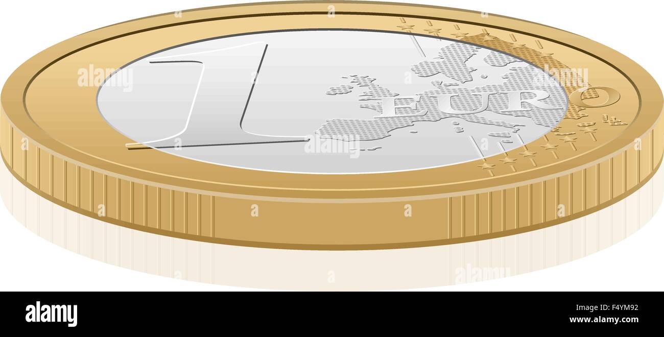 One euro coin isolated on a white background. Vector illustration Stock ...