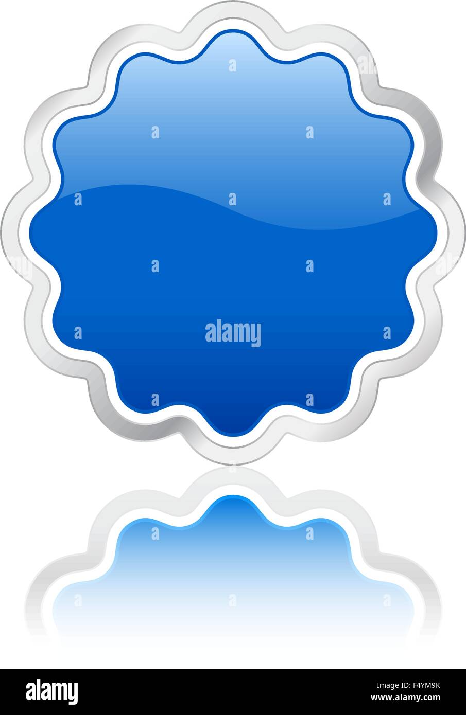 Blue badge icon with metal contour, isolated on a white background ...