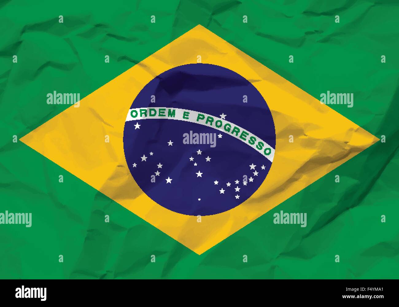 Crumpled paper Brazil flag textured background. Vector illustration ...