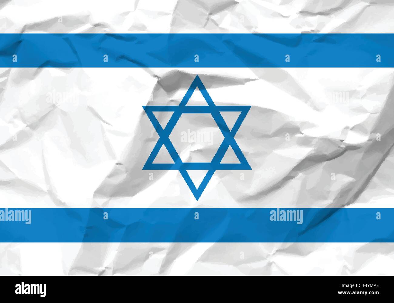 Crumpled paper Israel flag textured background. Vector illustration ...