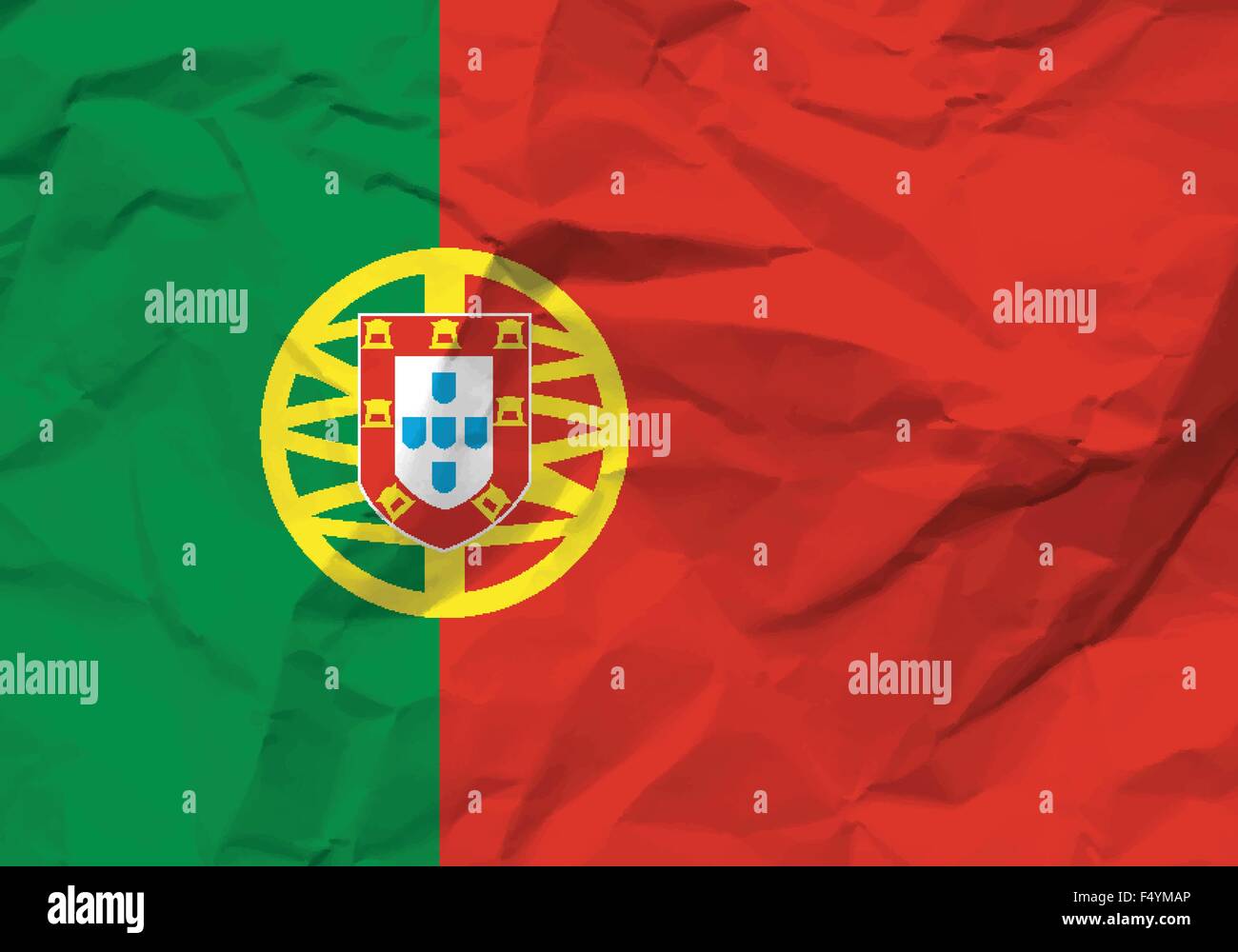 Crumpled paper Portugal flag textured background. Vector illustration ...