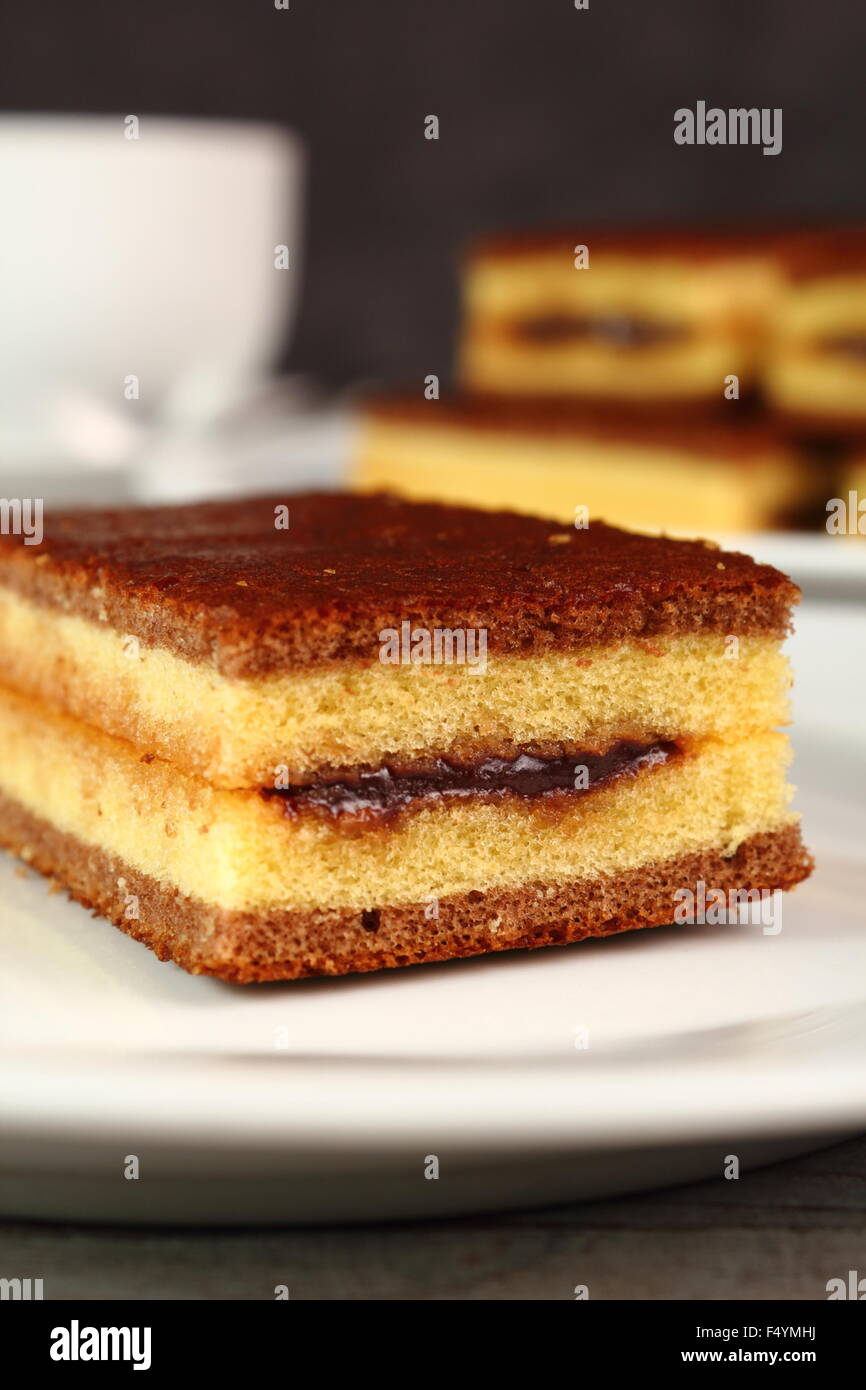 Sponge cake with cocoa filling Stock Photo - Alamy