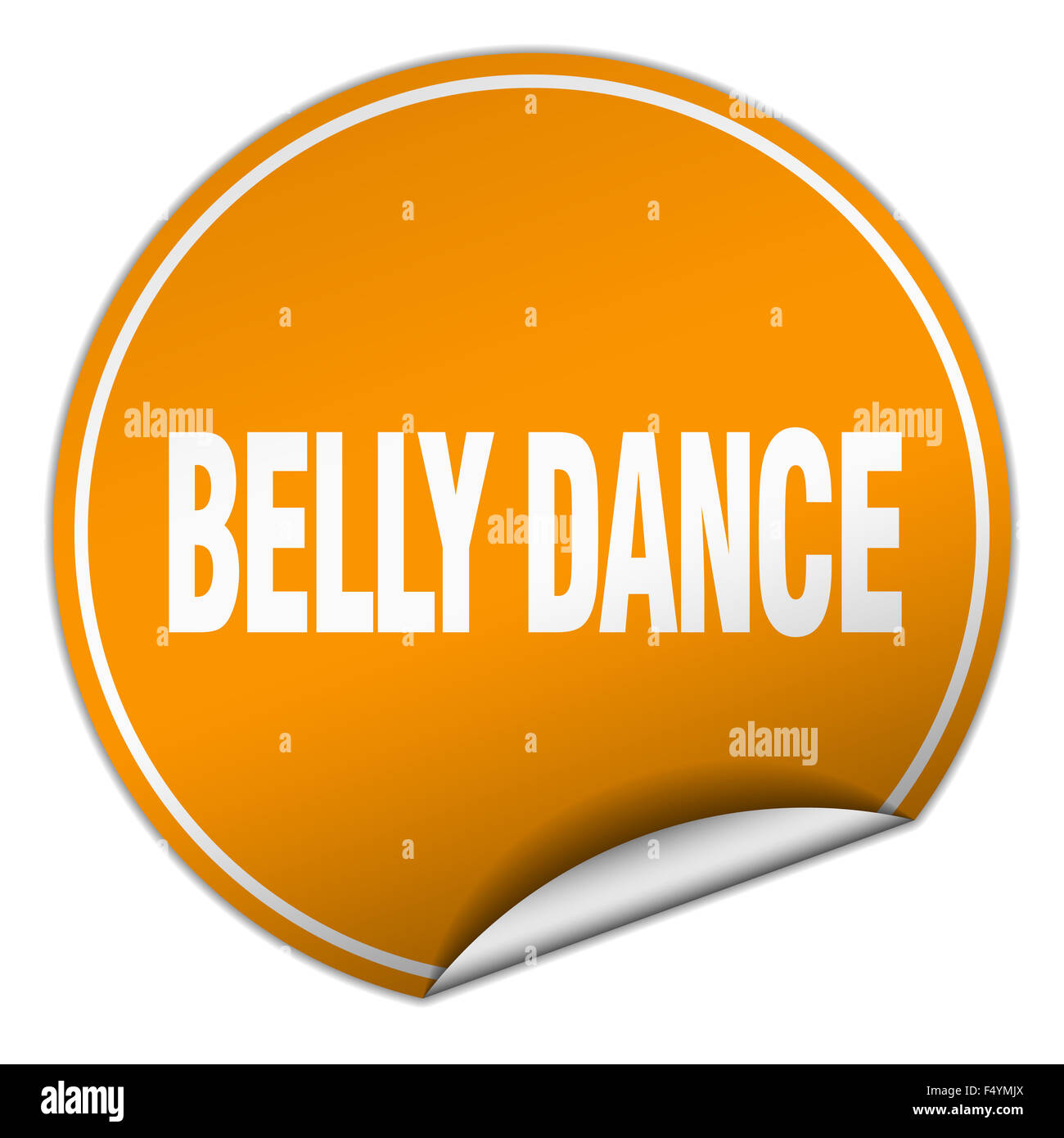 belly dance round orange sticker isolated on white Stock Photo - Alamy