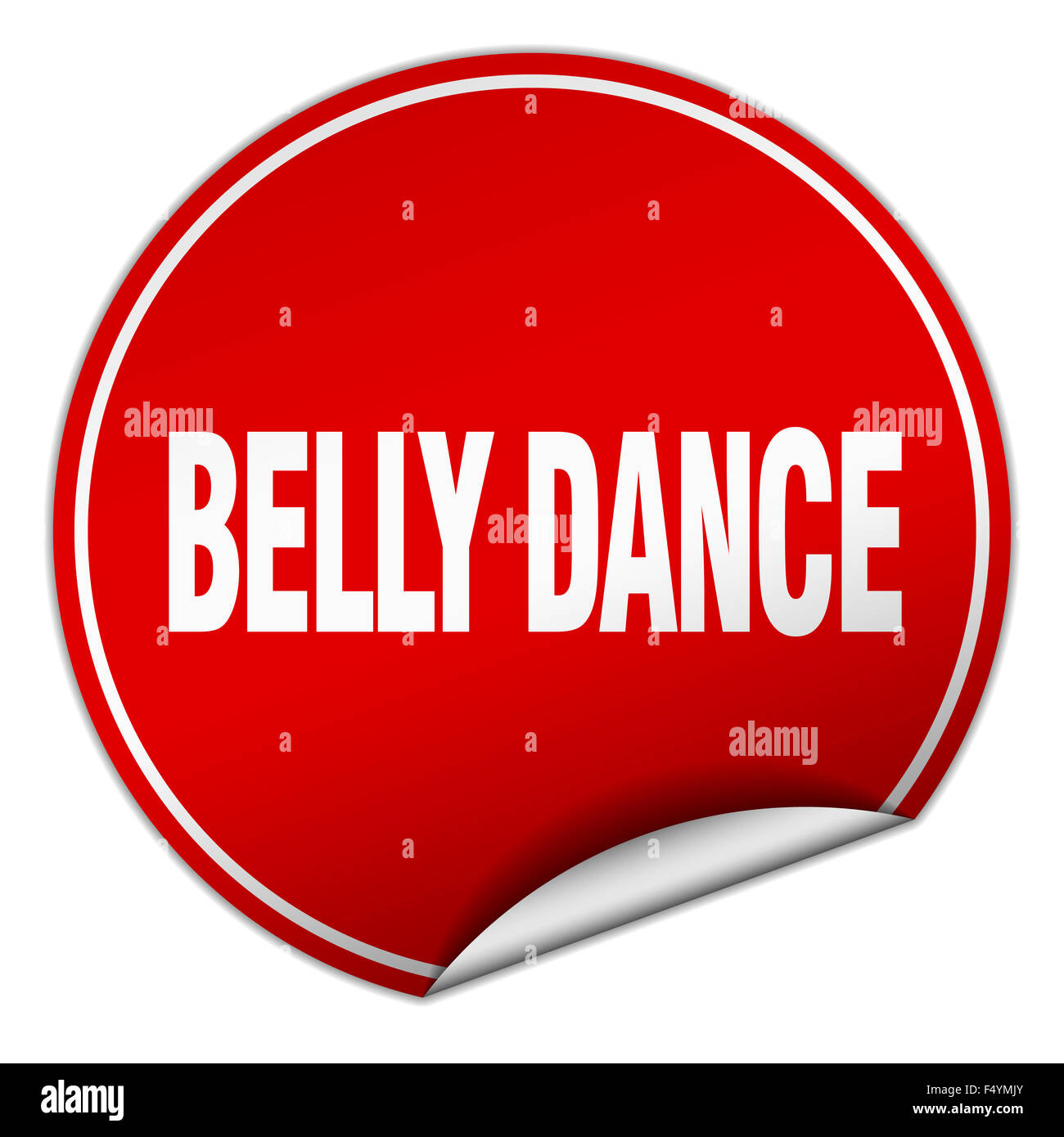 belly dance round red sticker isolated on white Stock Photo - Alamy
