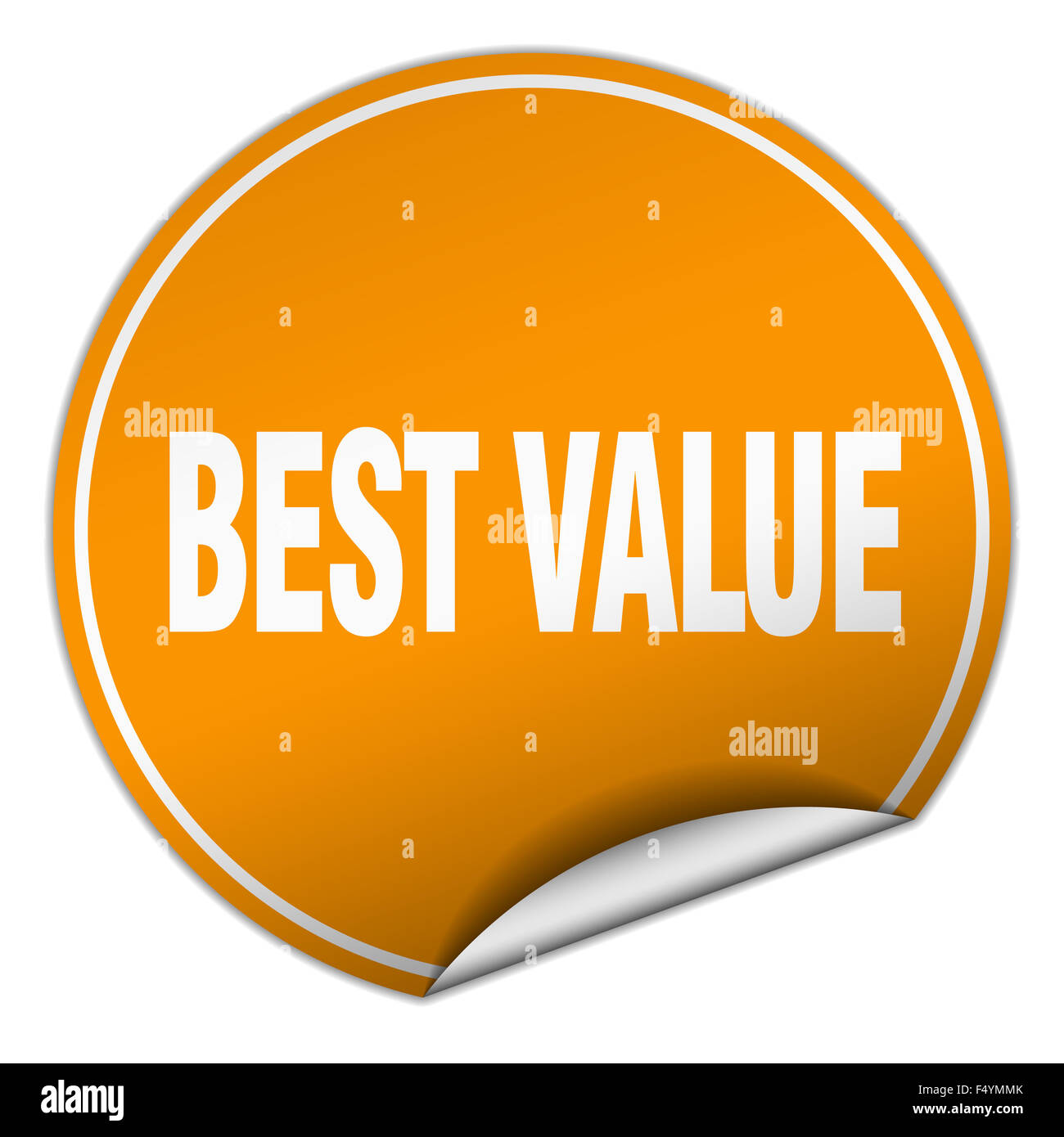best value round orange sticker isolated on white Stock Photo - Alamy