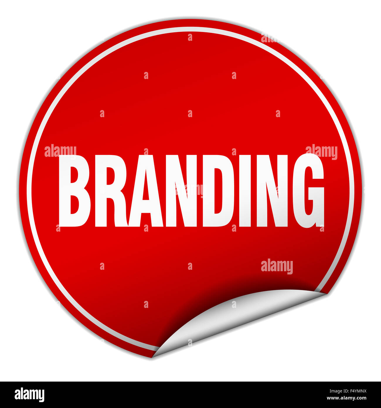 branding round red sticker isolated on white Stock Photo - Alamy