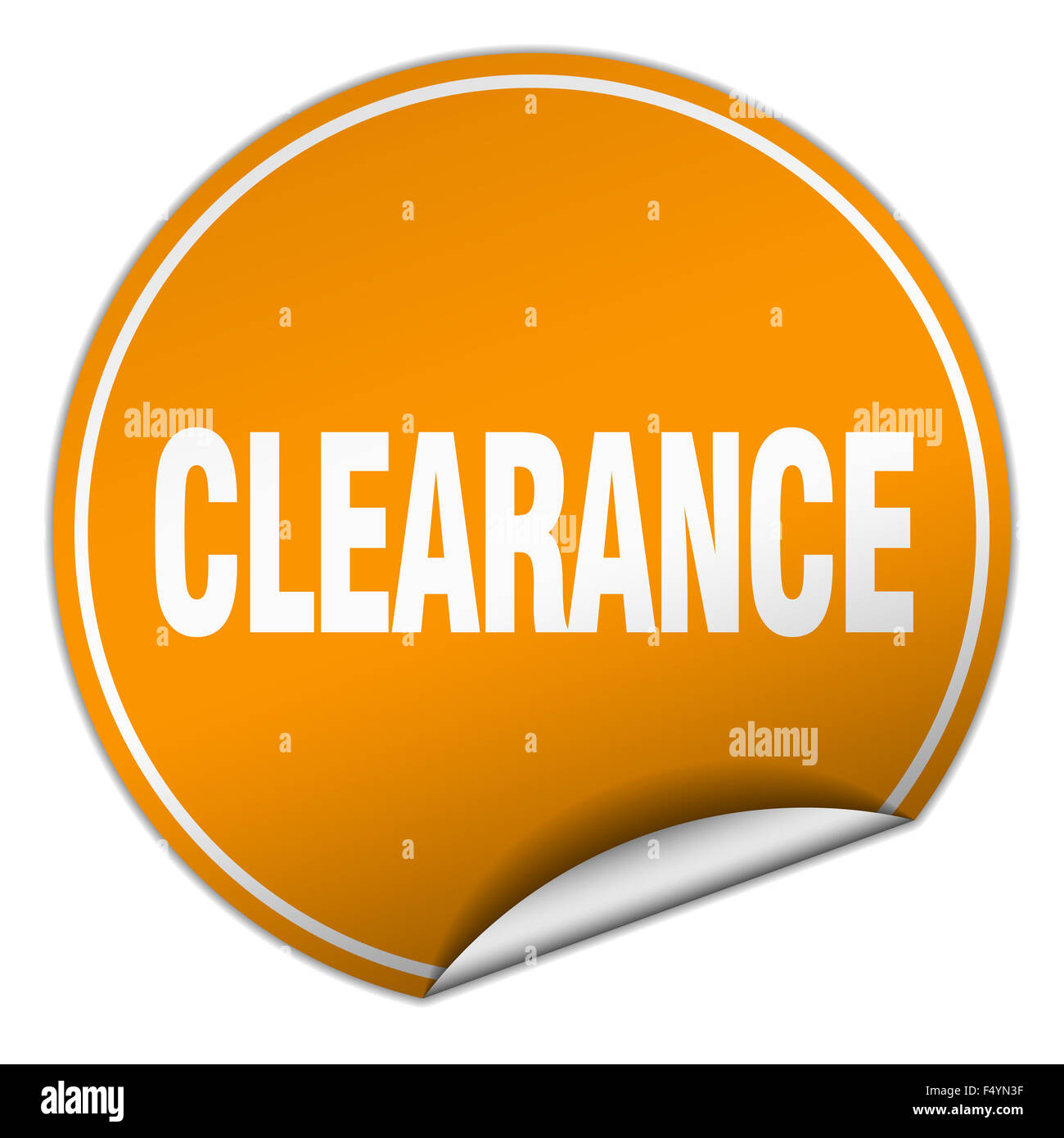 clearance round orange sticker isolated on white Stock Photo - Alamy