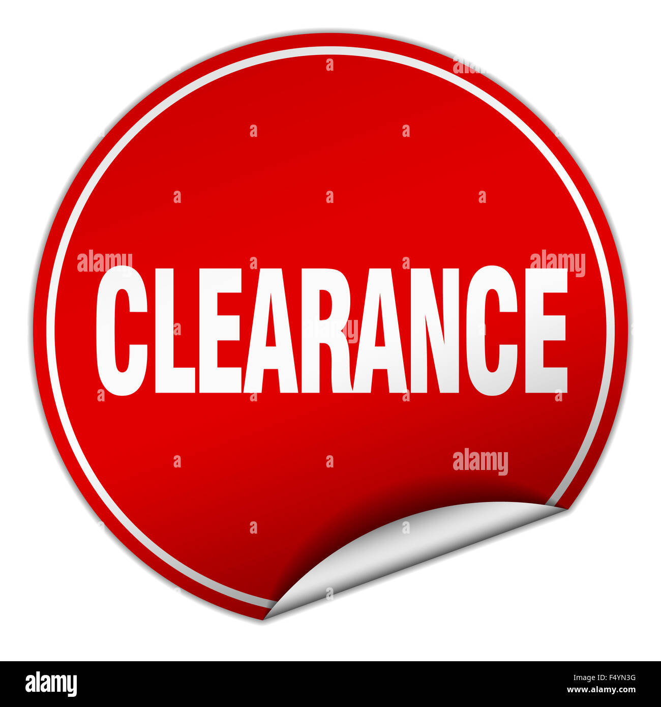 clearance round red sticker isolated on white Stock Photo - Alamy