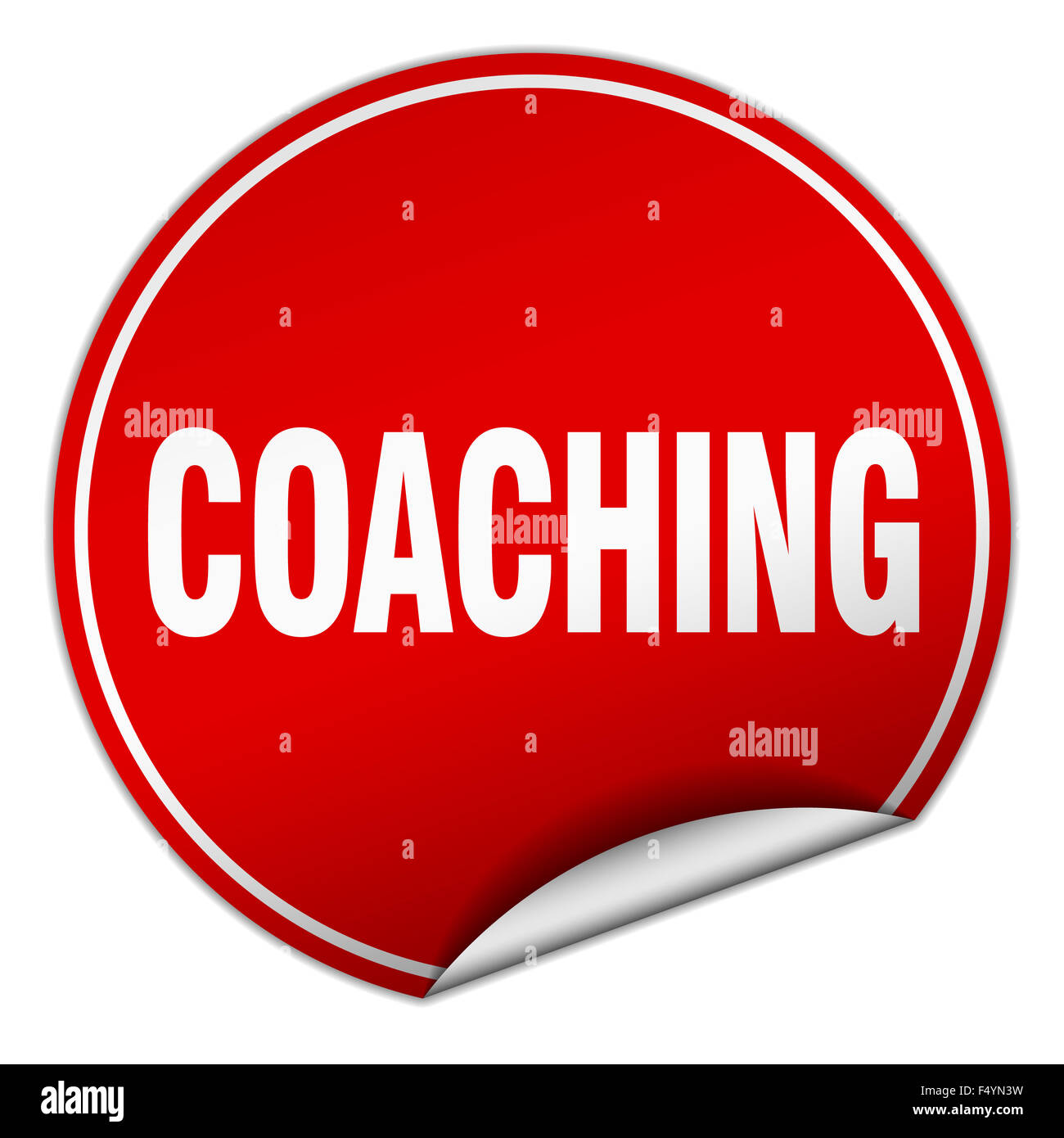 coaching round red sticker isolated on white Stock Photo - Alamy