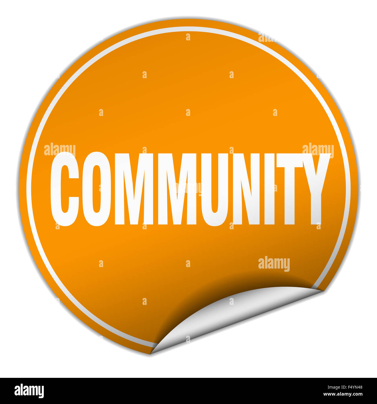 community round orange sticker isolated on white Stock Photo - Alamy