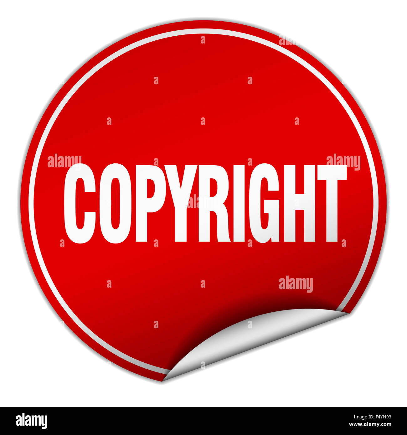 copyright round red sticker isolated on white Stock Photo - Alamy