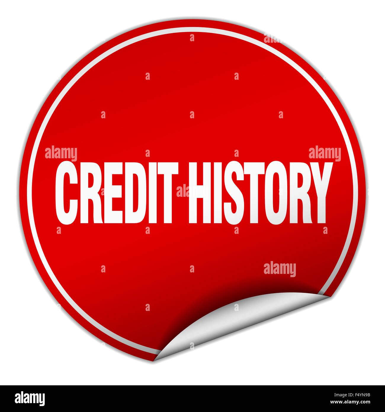 credit history round red sticker isolated on white Stock Photo - Alamy