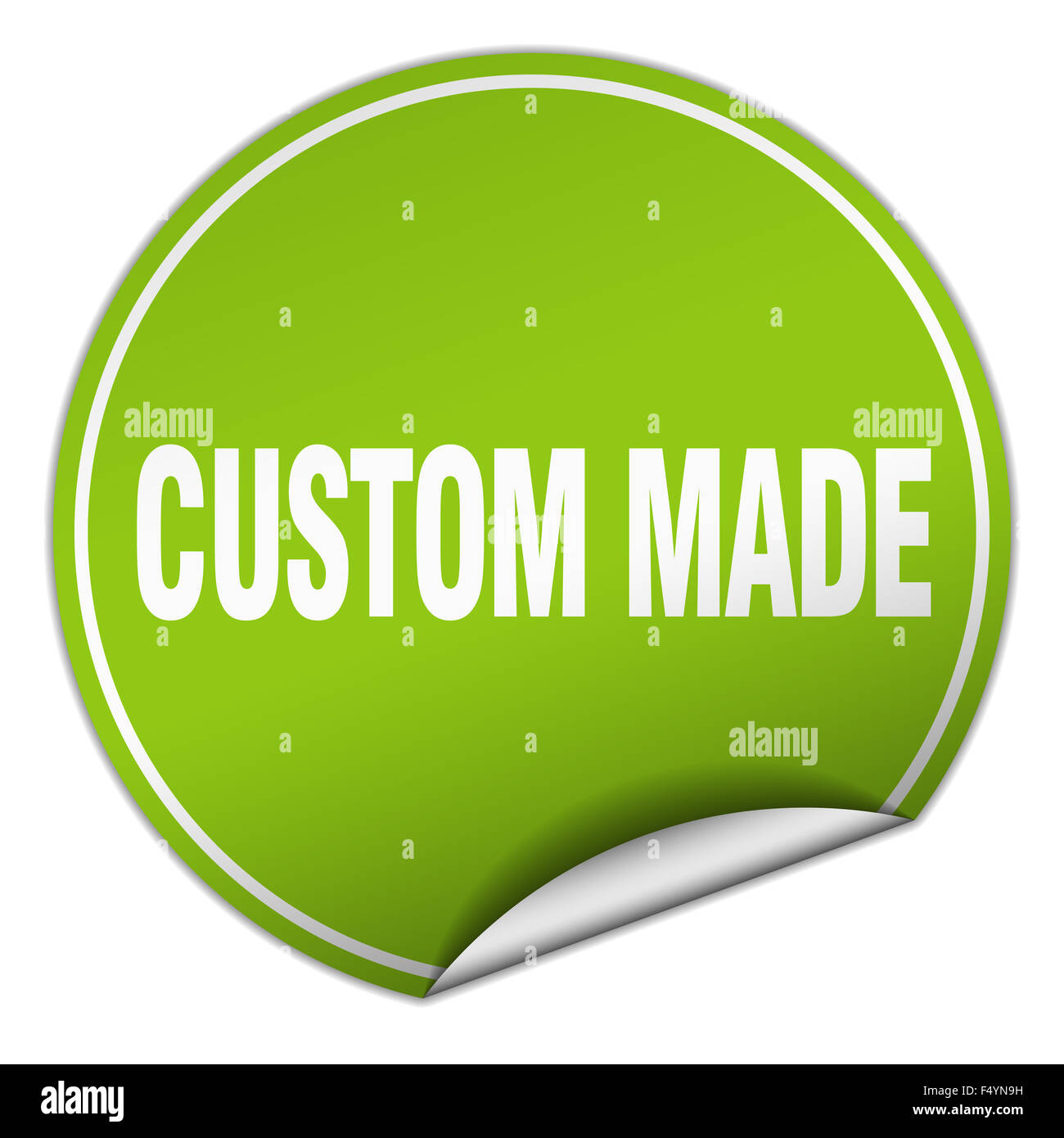 custom made round green sticker isolated on white Stock Photo - Alamy