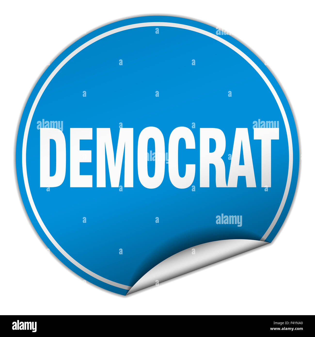 democrat round blue sticker isolated on white Stock Photo - Alamy