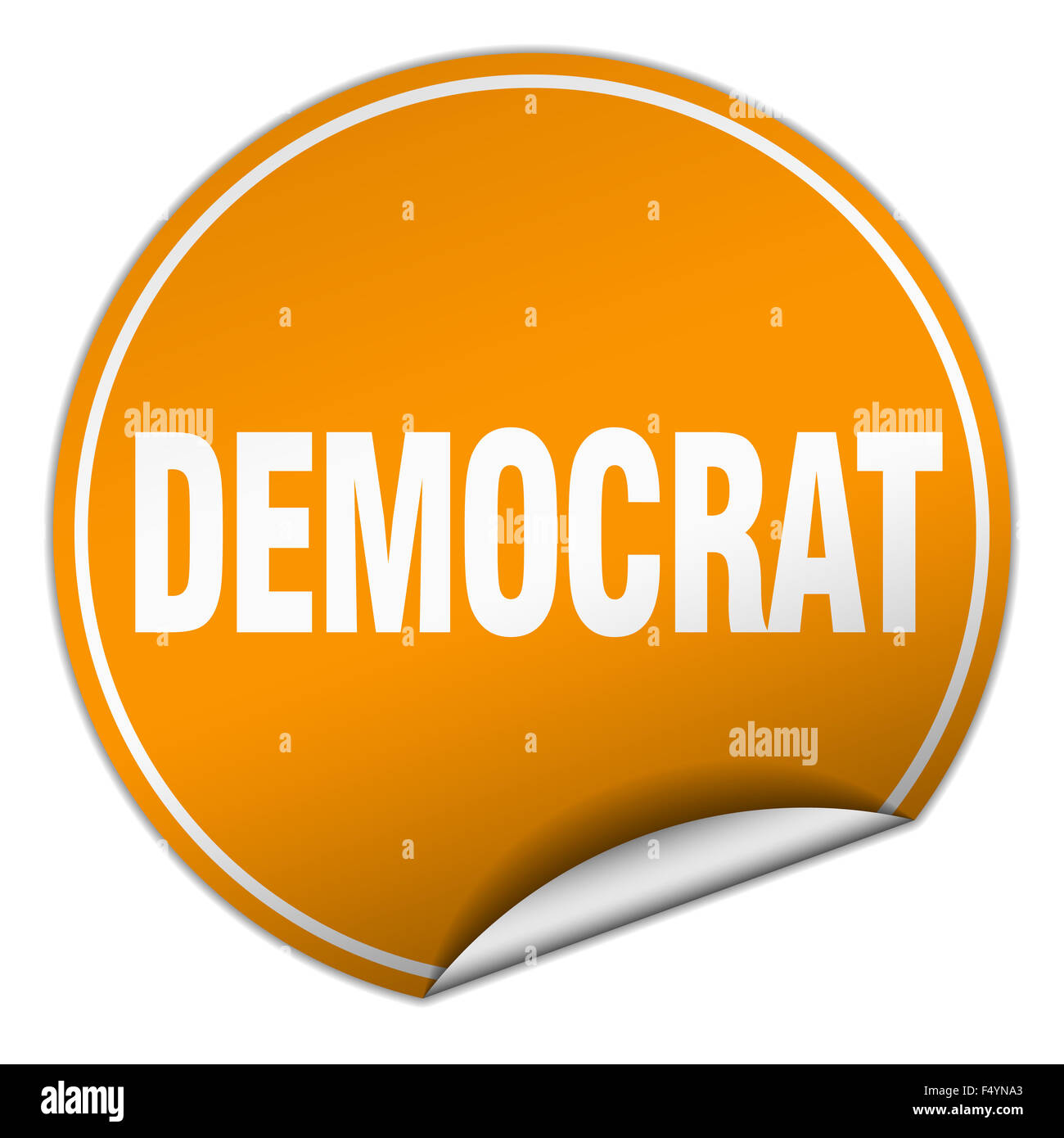 democrat round orange sticker isolated on white Stock Photo - Alamy