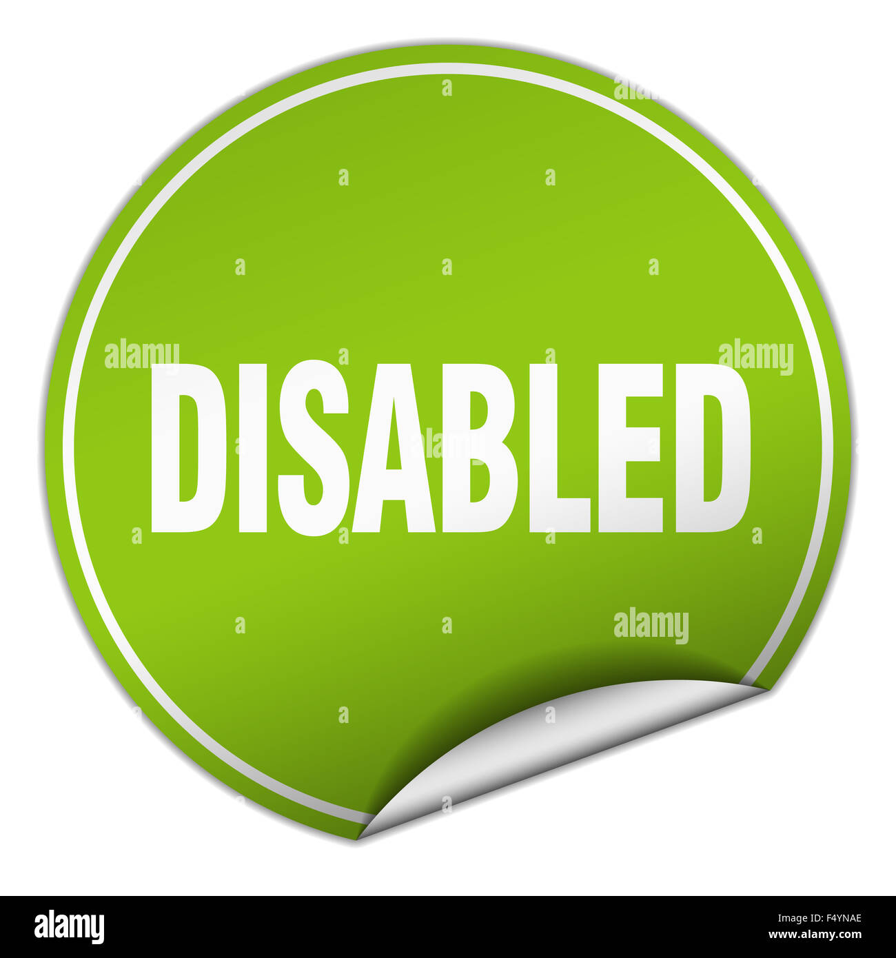 disabled round green sticker isolated on white Stock Photo - Alamy