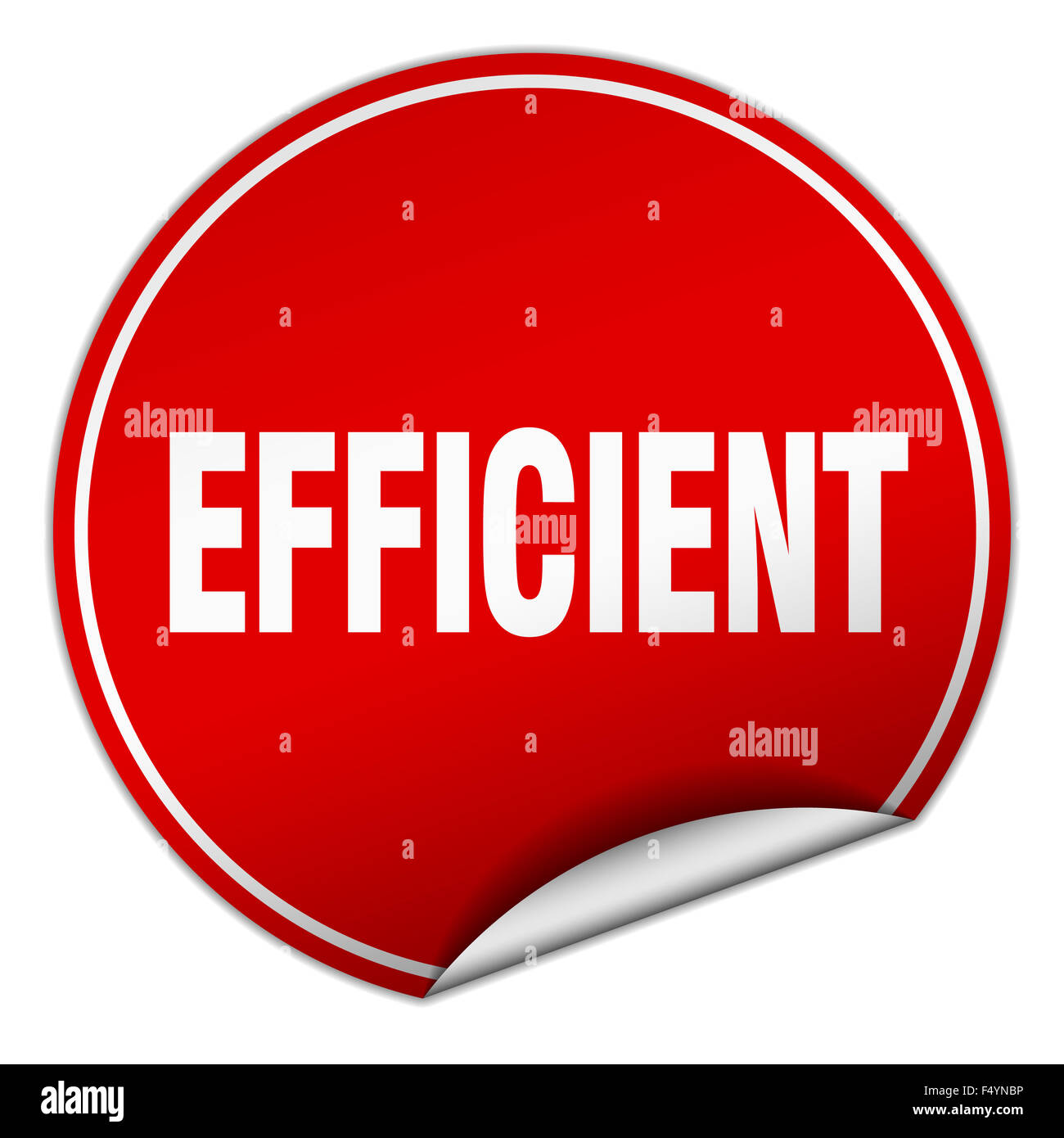 efficient round red sticker isolated on white Stock Photo - Alamy