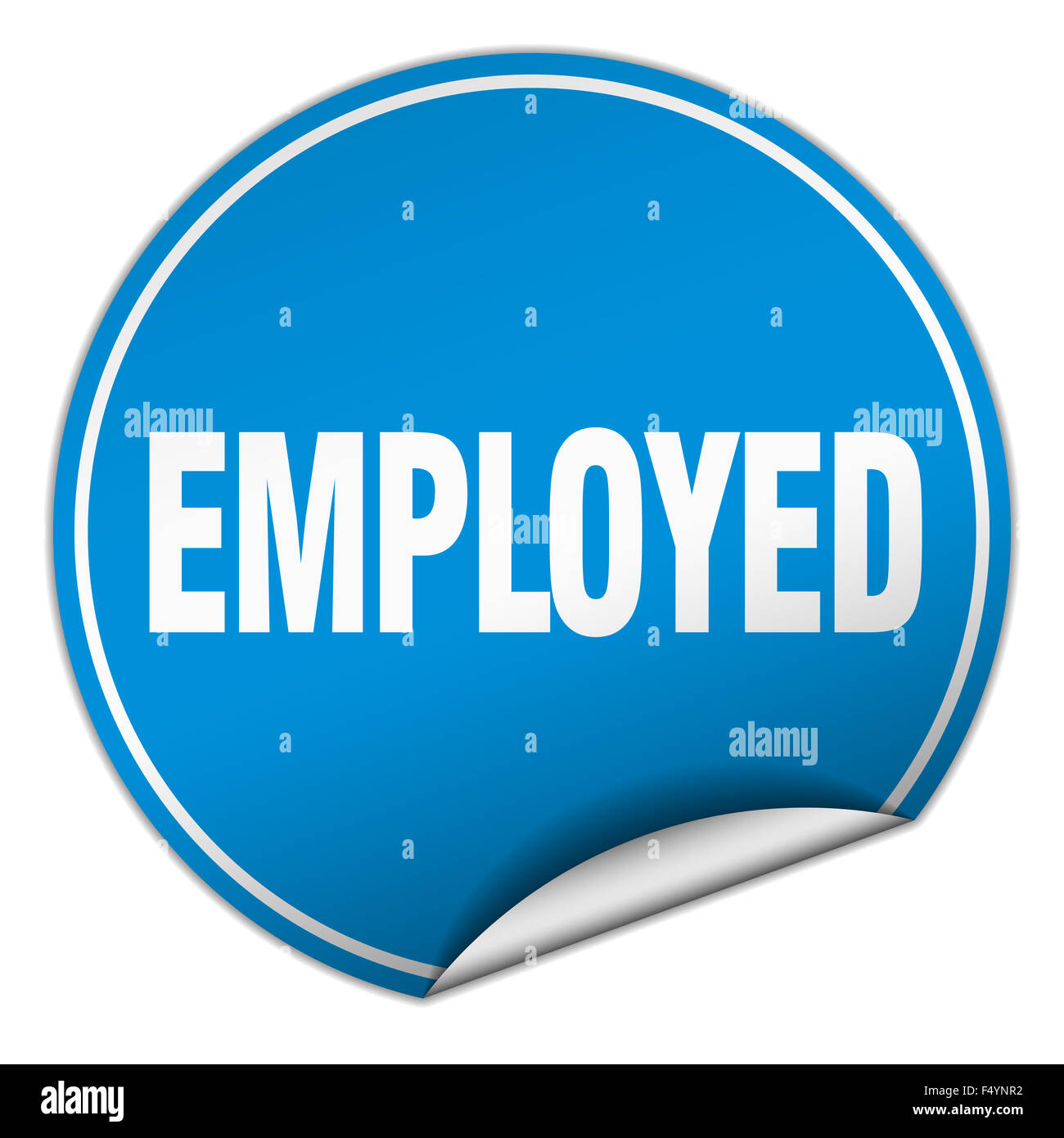 employed round blue sticker isolated on white Stock Photo - Alamy