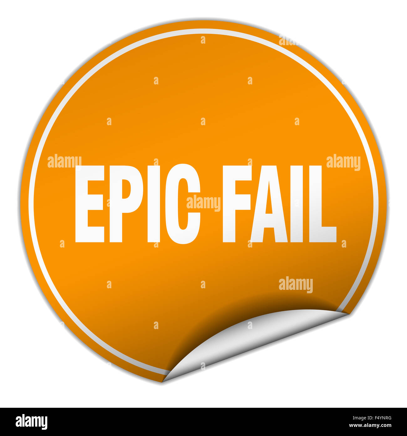 epic fail round orange sticker isolated on white Stock Photo - Alamy