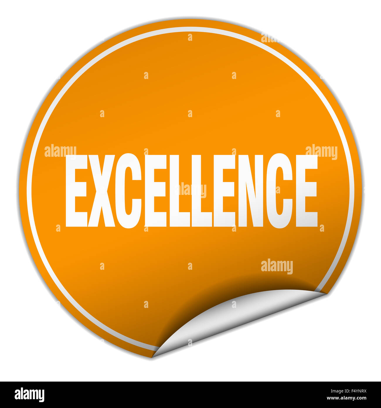 excellence round orange sticker isolated on white Stock Photo - Alamy