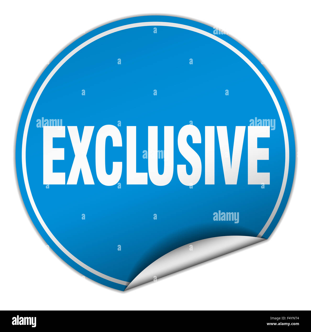 Exclusive round blue sticker hi-res stock photography and images - Alamy