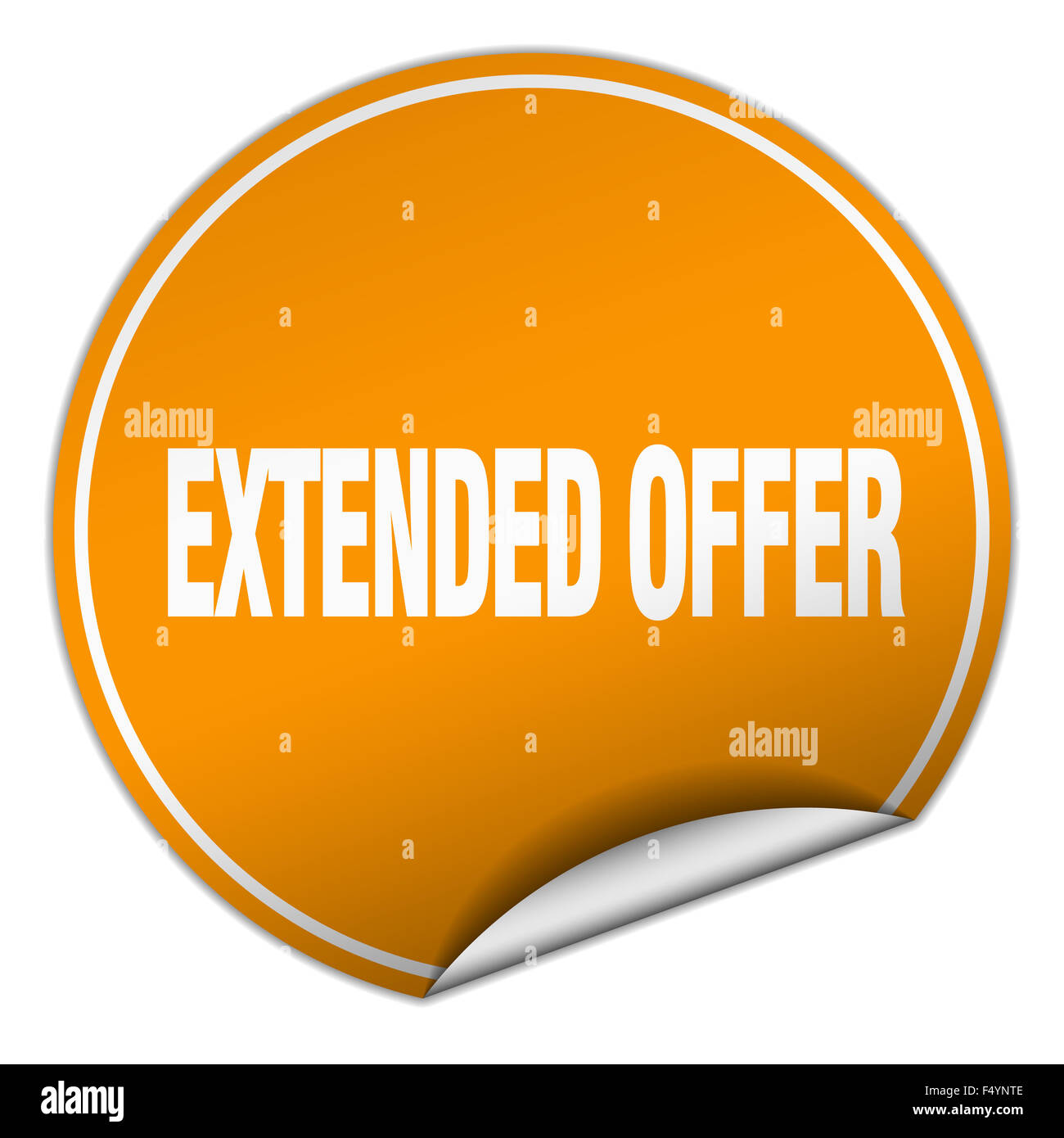 extended offer round orange sticker isolated on white Stock Photo - Alamy