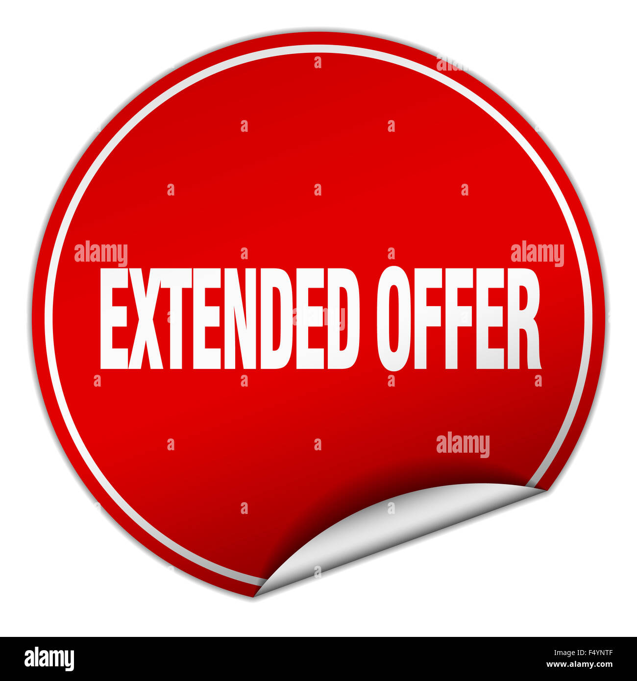 extended offer round red sticker isolated on white Stock Photo - Alamy