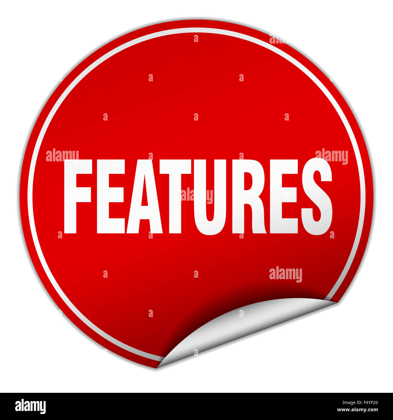 features round red sticker isolated on white Stock Photo - Alamy