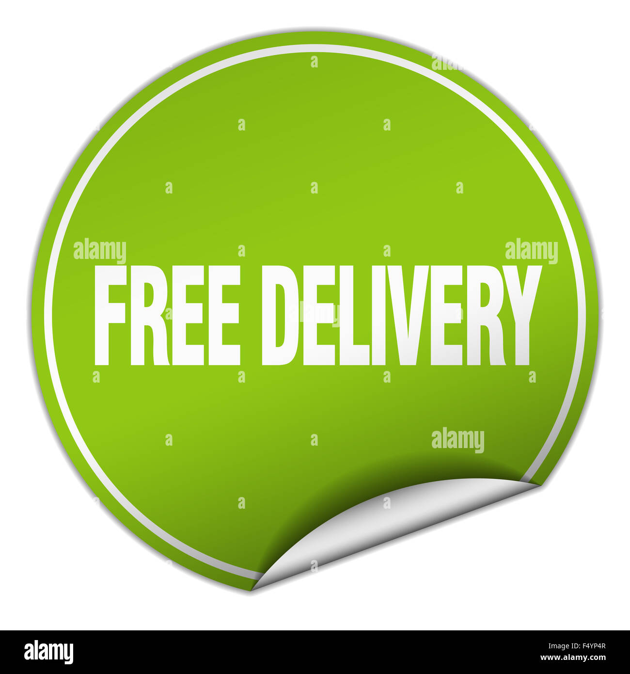 free delivery round green sticker isolated on white Stock Photo - Alamy
