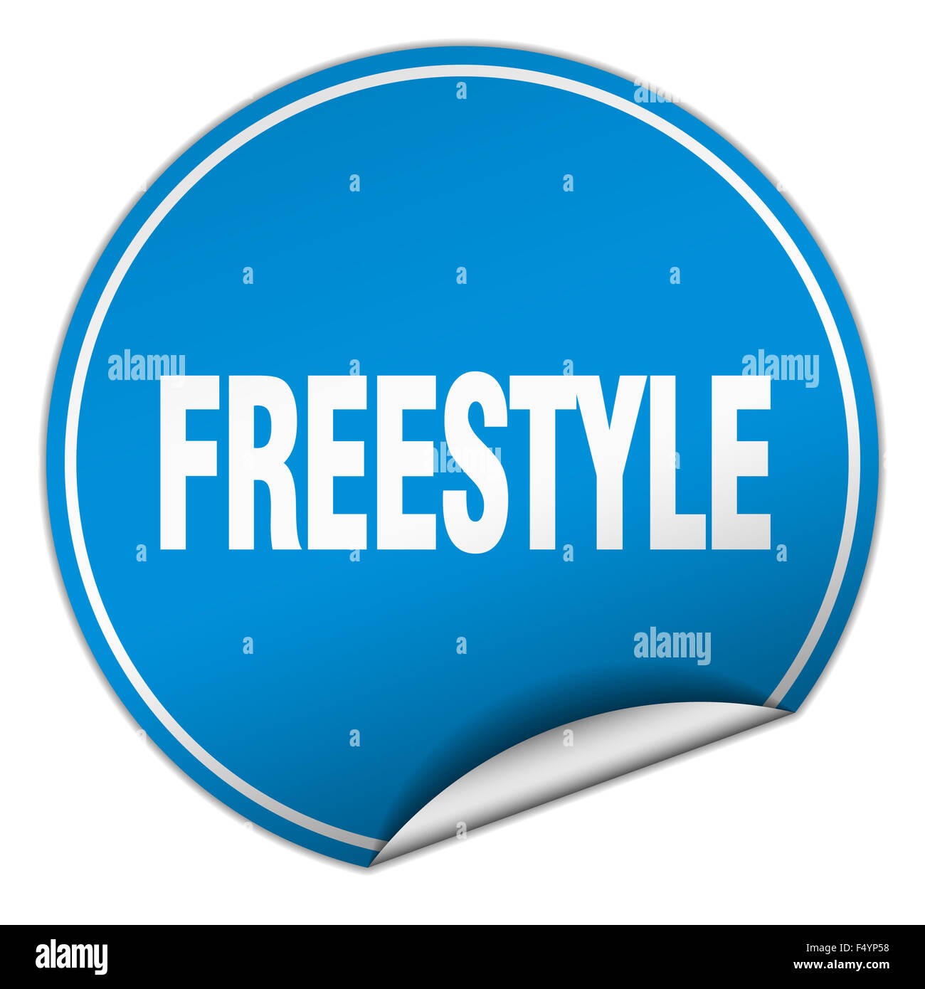 freestyle round blue sticker isolated on white Stock Photo - Alamy