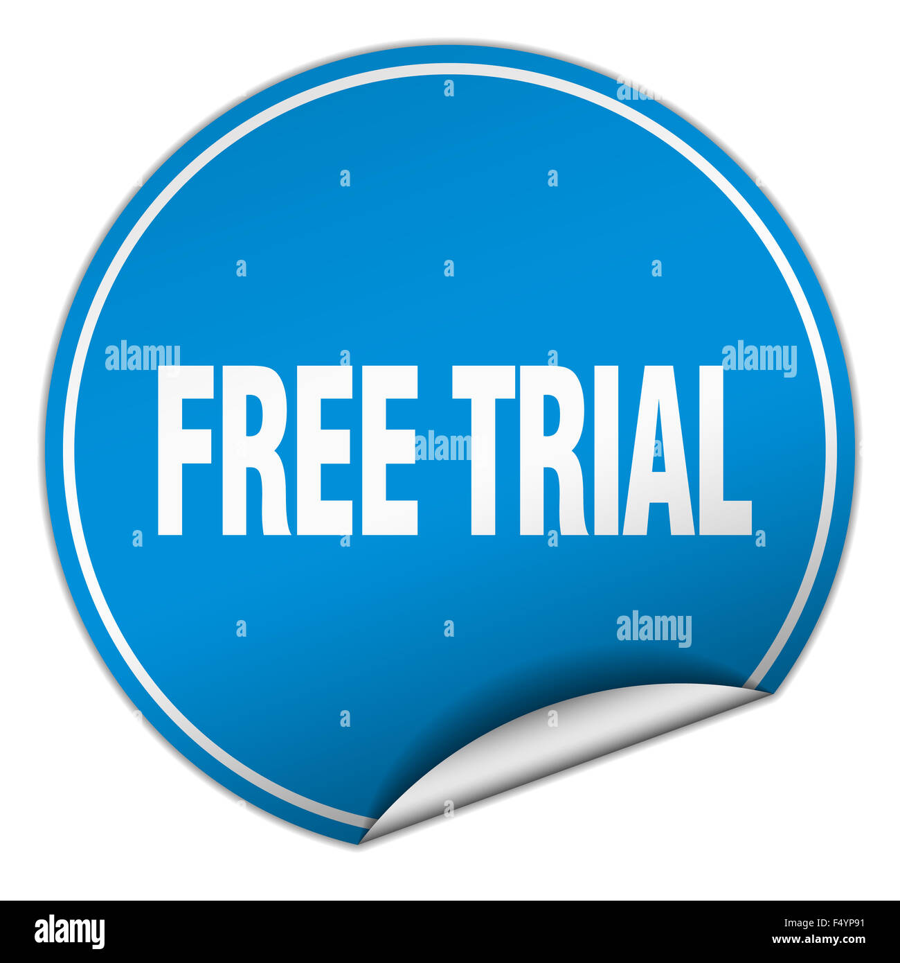 free trial round blue sticker isolated on white Stock Photo - Alamy